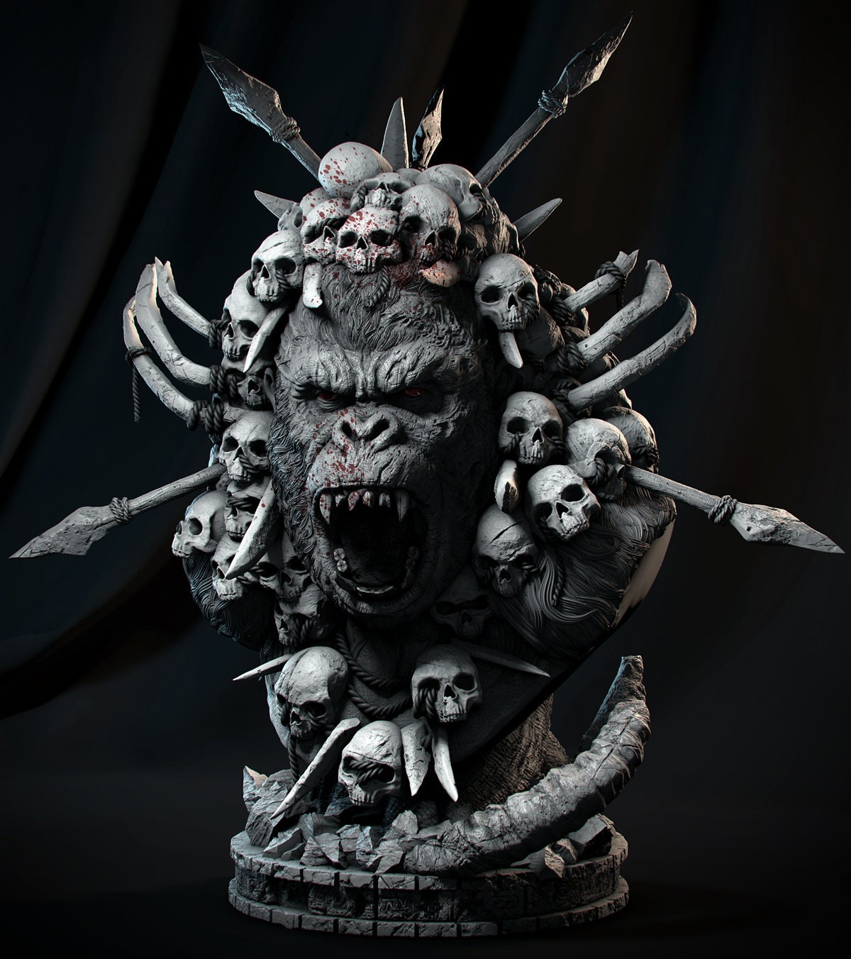 Kong Bust Stl , 3D Stl File, Monkey Statue Stl, Instantly Download Stl ...