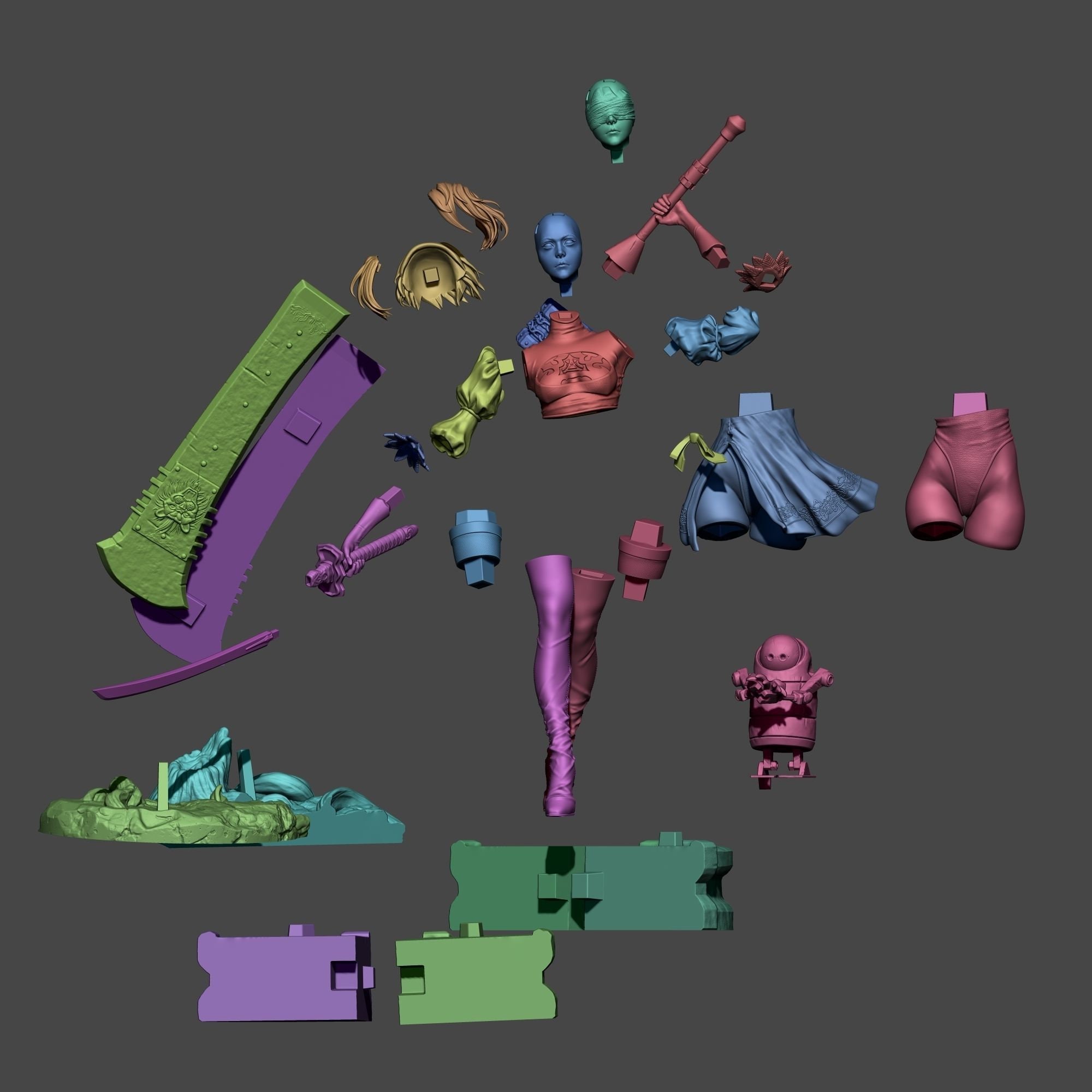 2B Nier Automata Fanart Stl, 2B Nier Figure 3D Stl File, Stl, Instantly ...