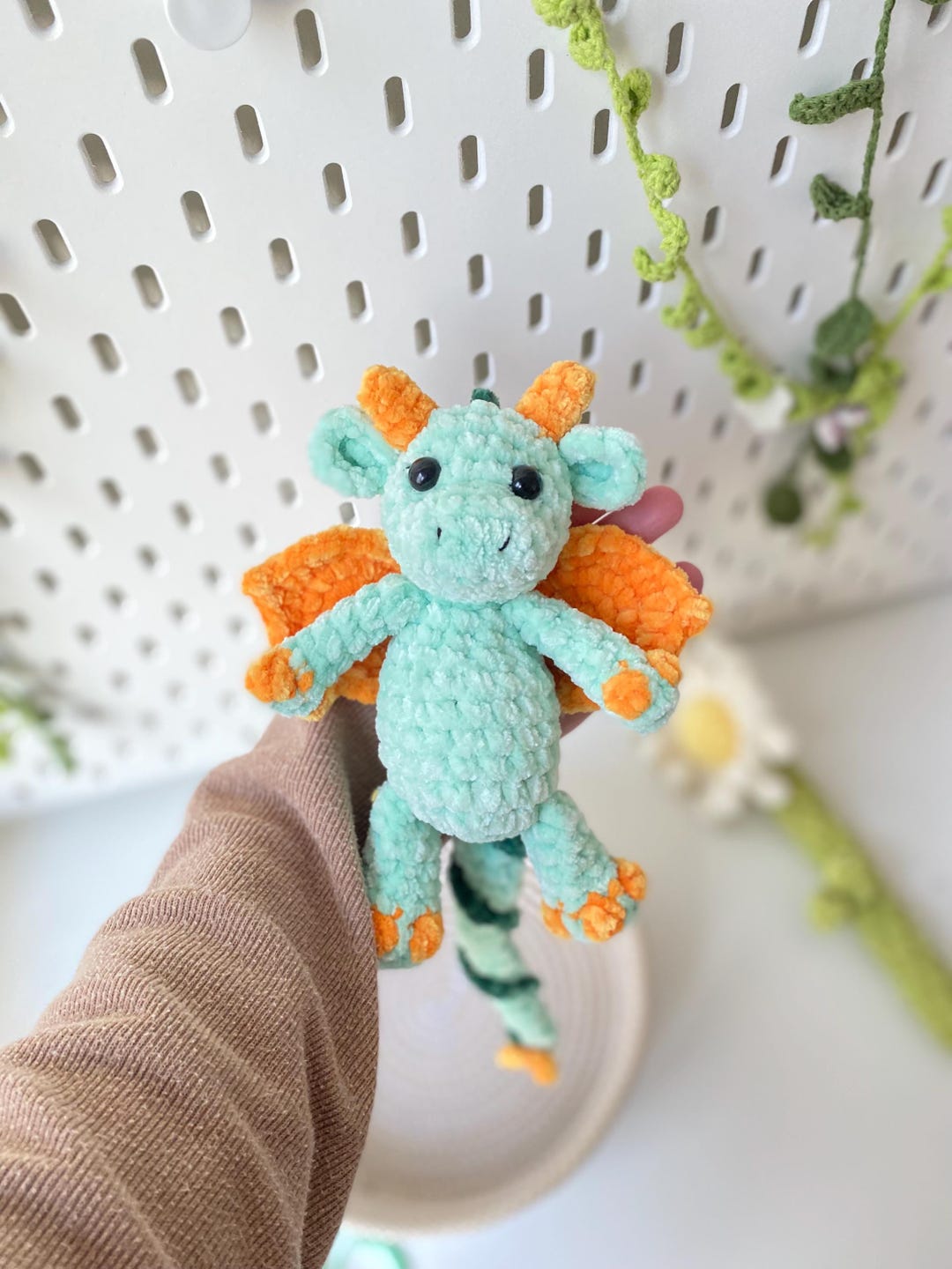 Crochet Small Baby Dragon Plushie, Handmade Stuffie, Personalised Colours, Amigurumi Toy Made ...