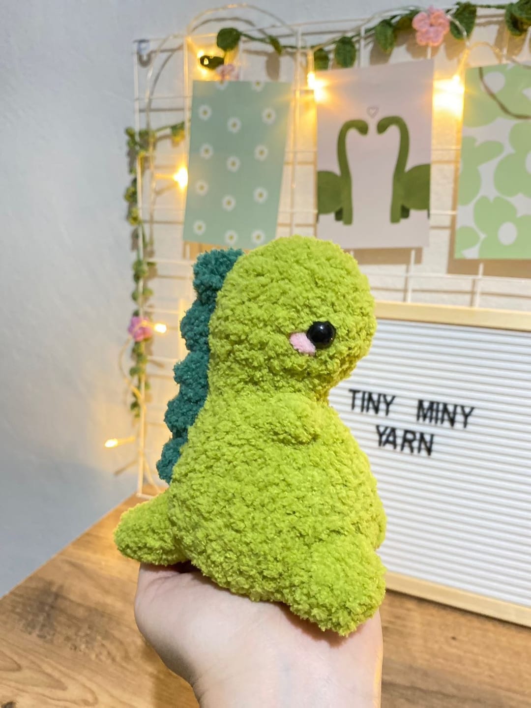 Fluffy Crochet Dinosaur, Little Green Dino Plushie, Dinosaur Plush Toy ...