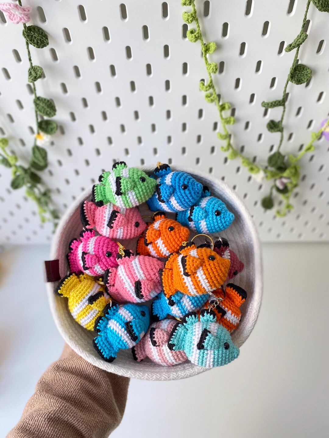 Crochet Fish Plush, Amigurumi Fish Keychain, Handmade Fish Key ...