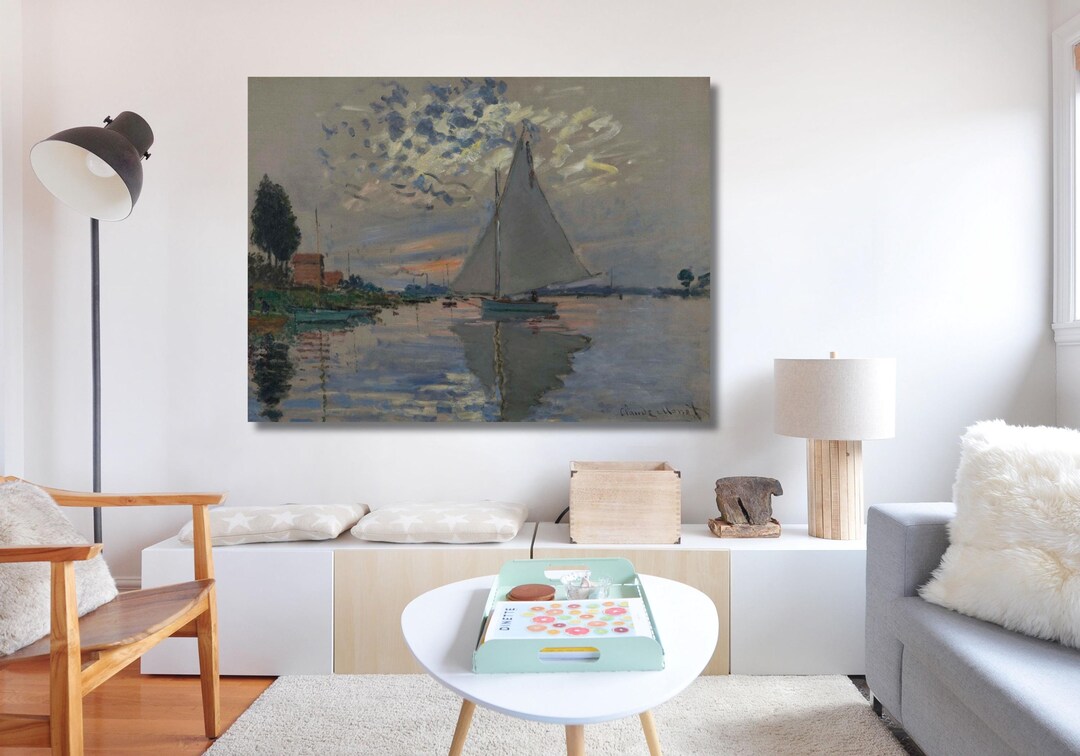 Claude Monet Watercolor Ship İn the Sea Canvas Poster Print Wall Art ...