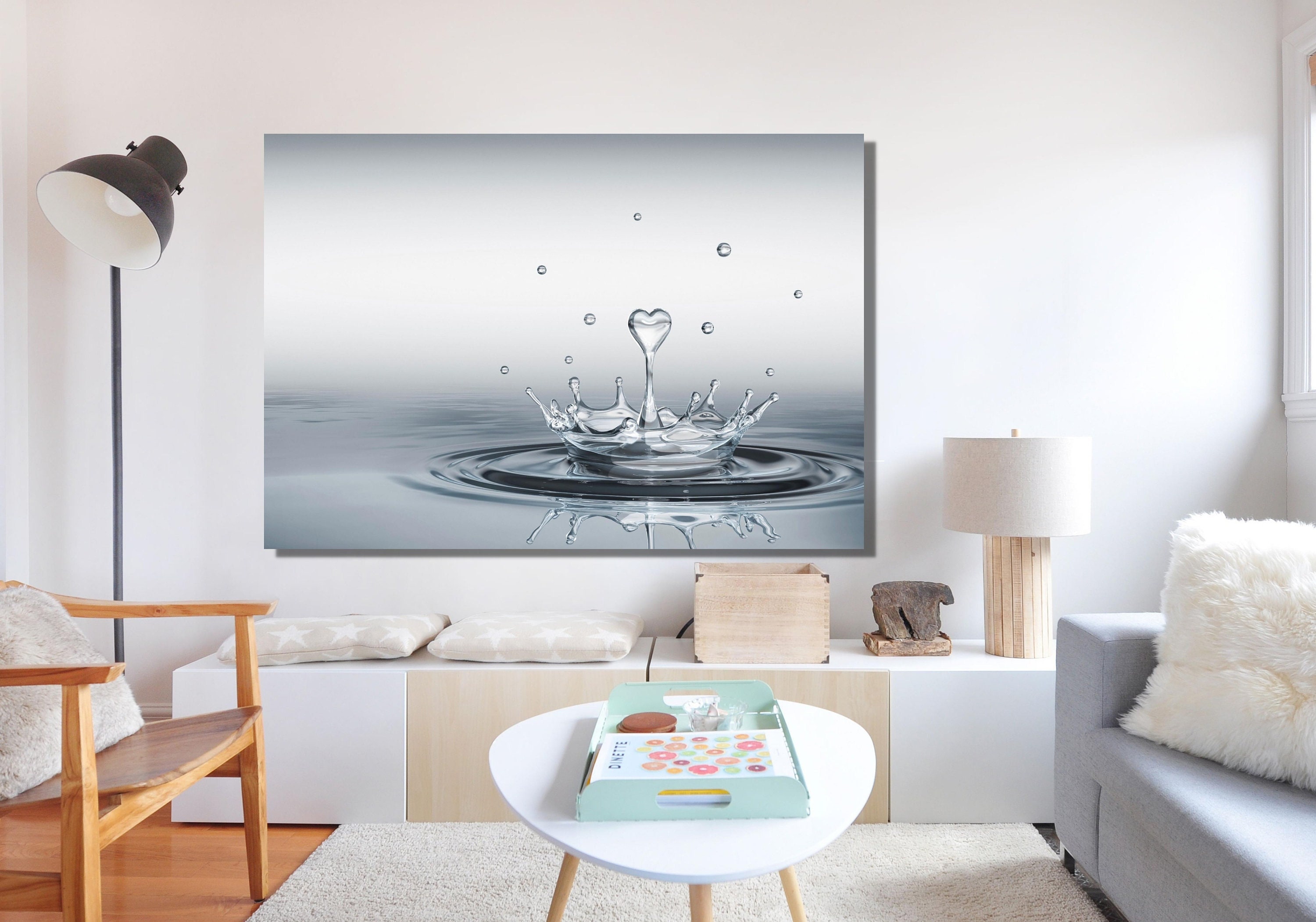 Heart Drop Splash Bathroom Wall Art, Bathroom Horizontal Wall Decor ...