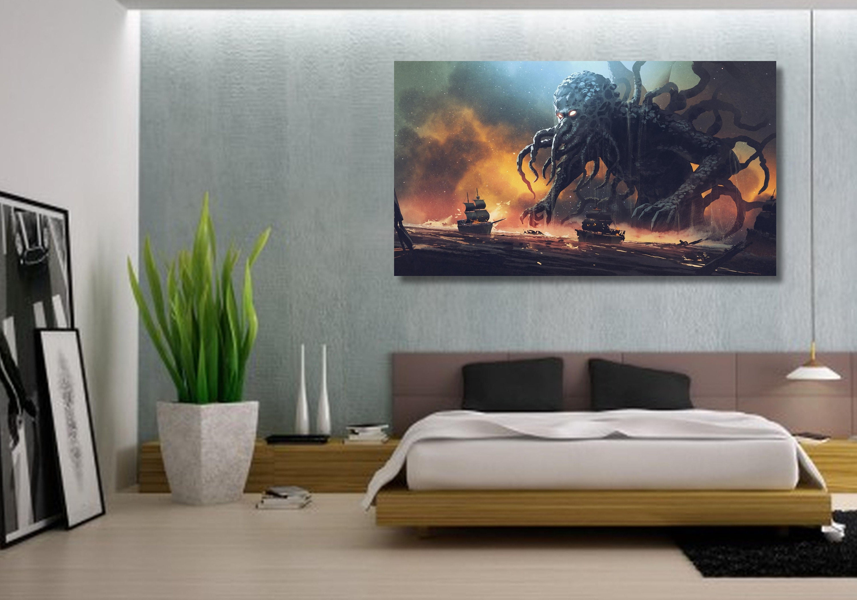 Cthulhu Sea Monster Cthulhu Lovecraft Canvas Games Room Decor Wall Art ...