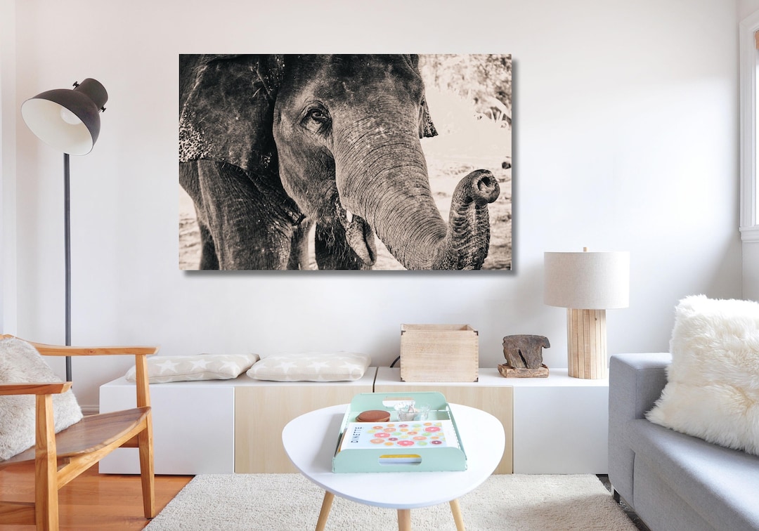 Elephant Canvas Large Wall Art, African Elephant Canvas Elephant ...