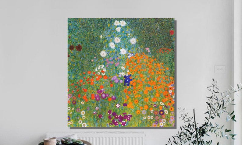 Gustav Klimt Poster, Cottage Garden, Klimt Flowers, Floral Wall Decor ...