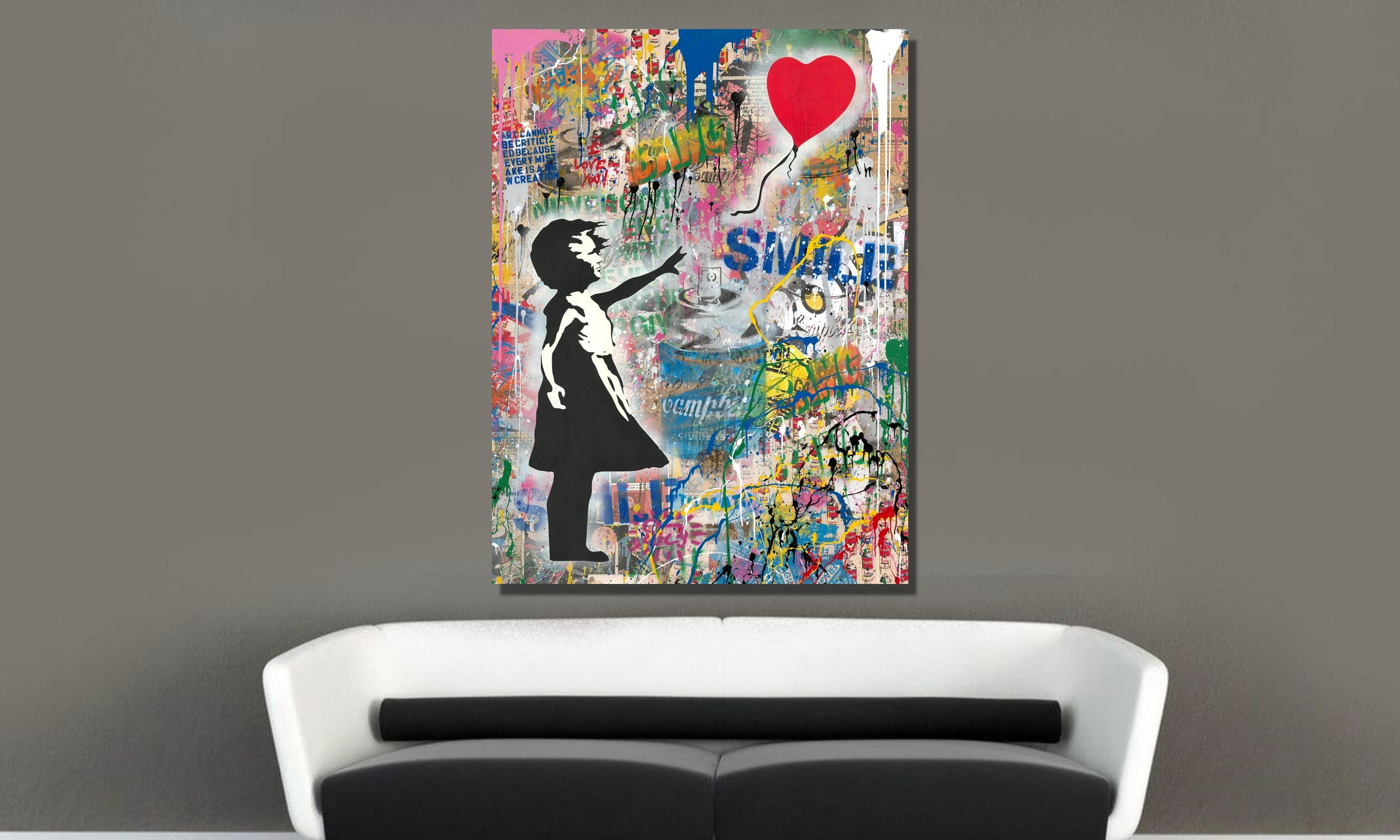 BANKSY Colorful Canvas, Banksy Child Poster, Modern Street Graffiti ...