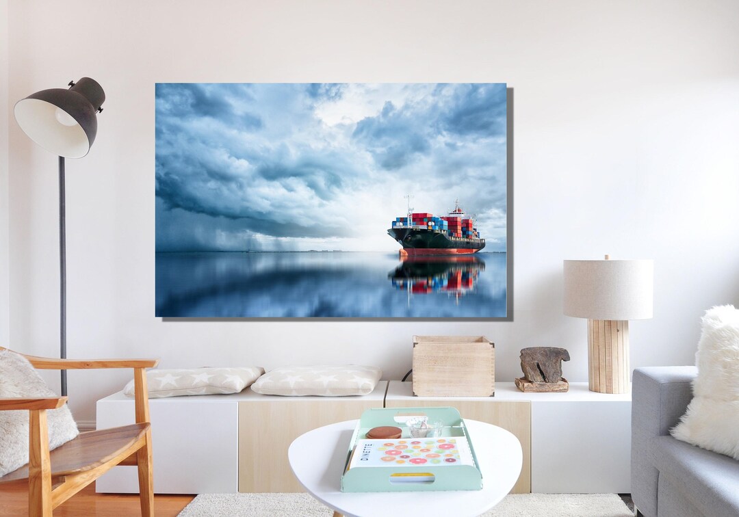 International Container Cargo Ship Canvas Print Nautical Vessel Wall ...