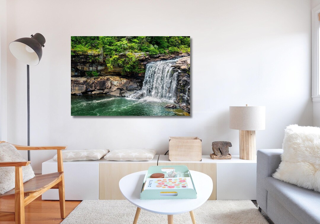 Waterfall Canvas Forest Waterfall Forest Canvas Print, Room Decor ...