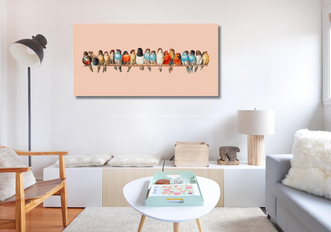 Vintage Bullfinch Bird Canvas A Perch of Birds by Hector Giacomelli ...