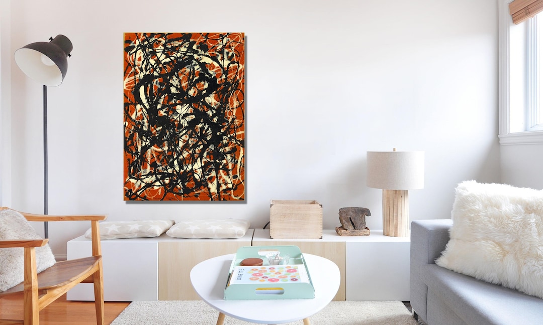 Jackson Pollock Free Form Drip, 1946 Abstract Wall Art, Black Ink Print ...