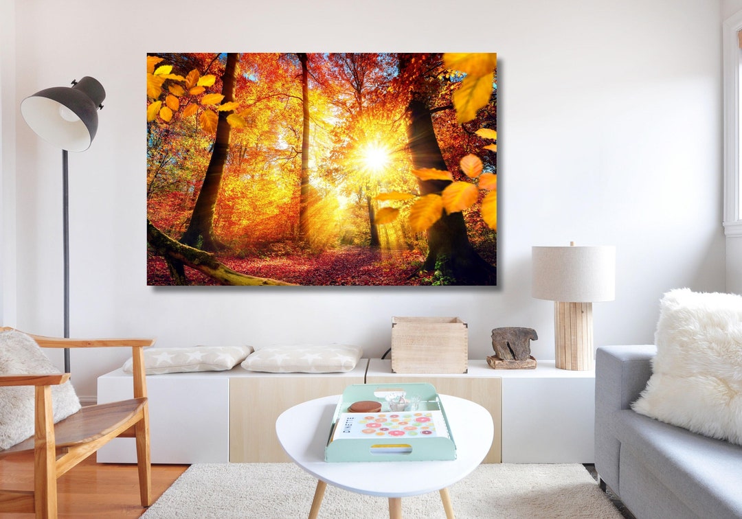 Autumn Forest Autumn Wall Art Forest Canvas,trees Canvas Print Autumn ...