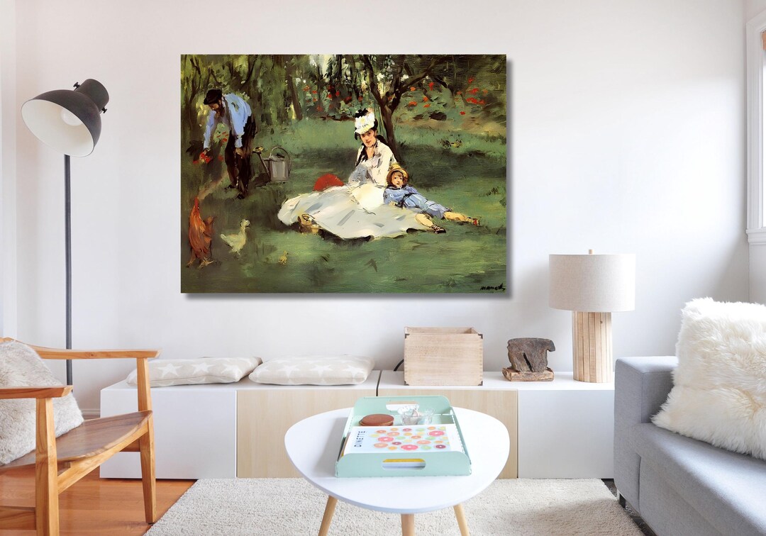 Claude Monet Edouard Manet the Monet Family İn the Garden Canvas Poster ...