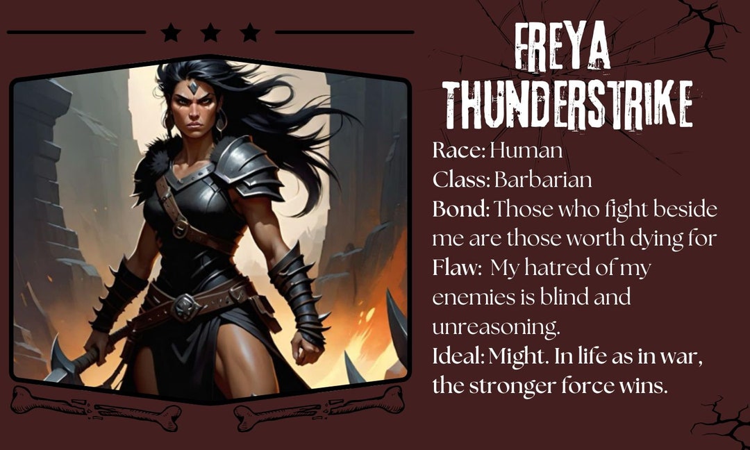 Barbarian TTRPG Digital Template Player Companion Card Printable Canva ...