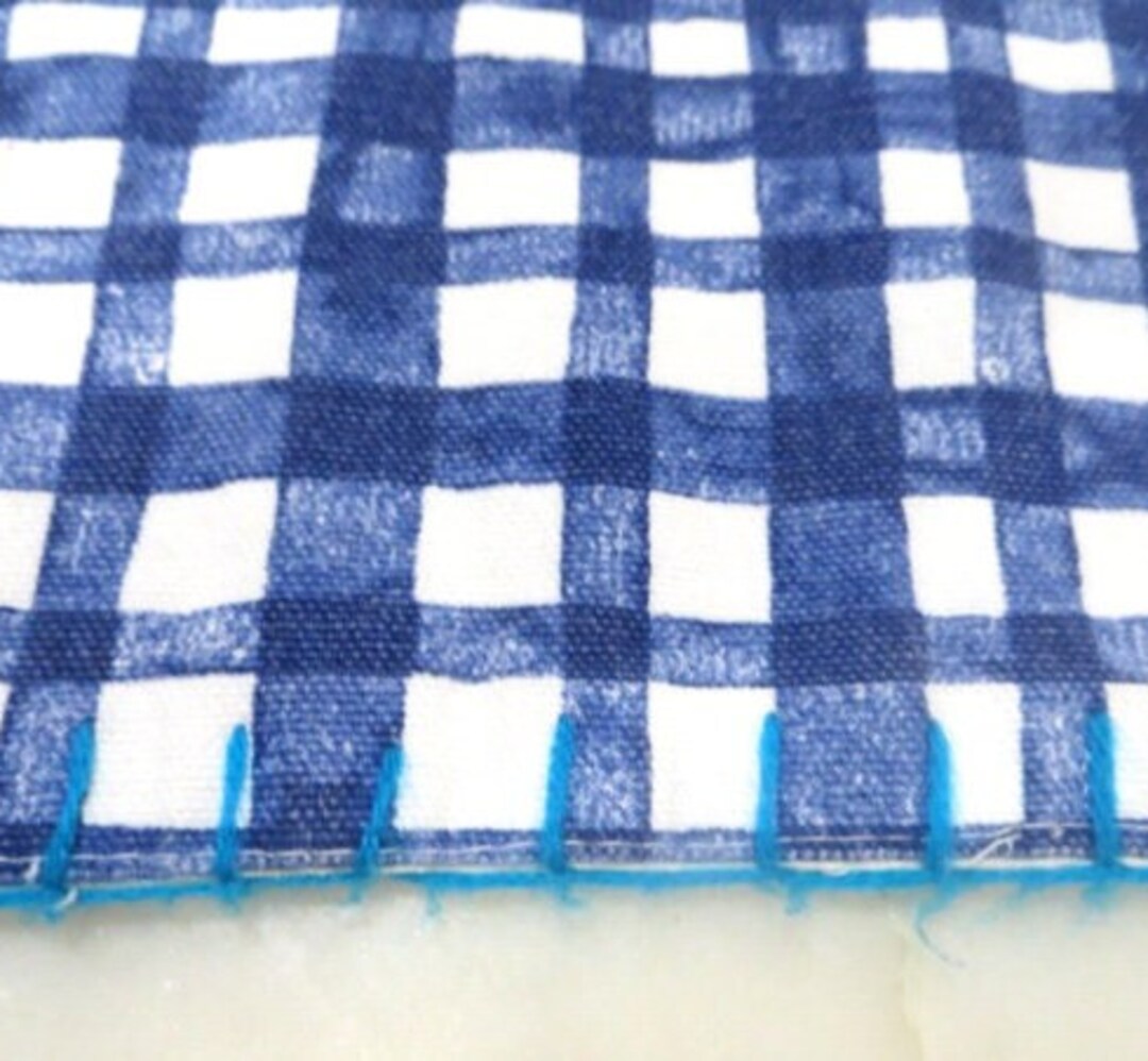 Blue Gingham Table Runner Handmade Embroidered Edge, Linens Country ...