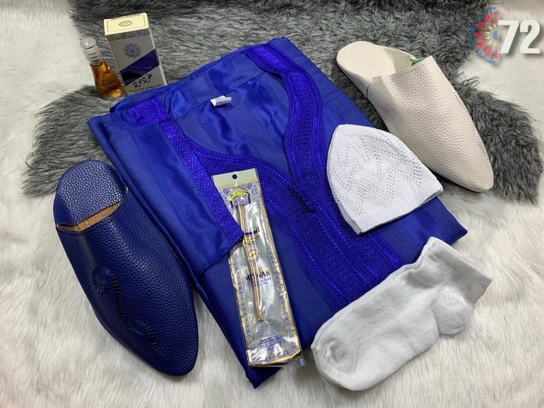 Moroccan Gandoura Slippers balgha Prayer Hat White Socks Miswak Oud ...