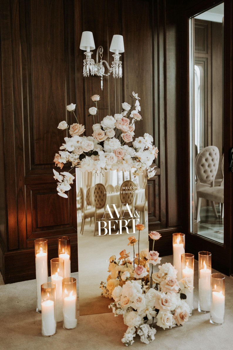 Gold Mirror Wedding Welcome Sign Modern Welcome Sign - Etsy