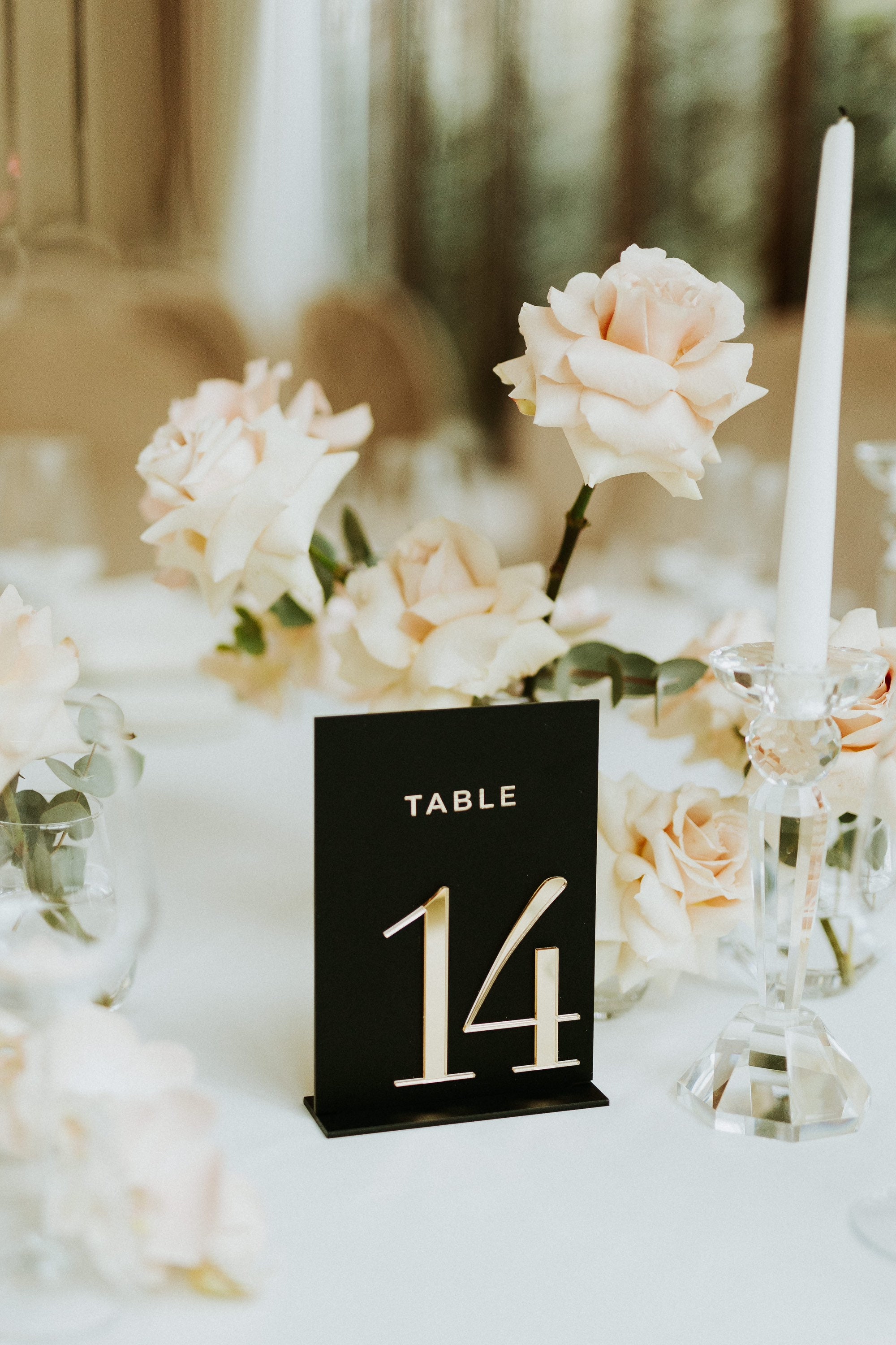 Black and Gold Wedding Table Numbers - Free Standing Table Numbers ...