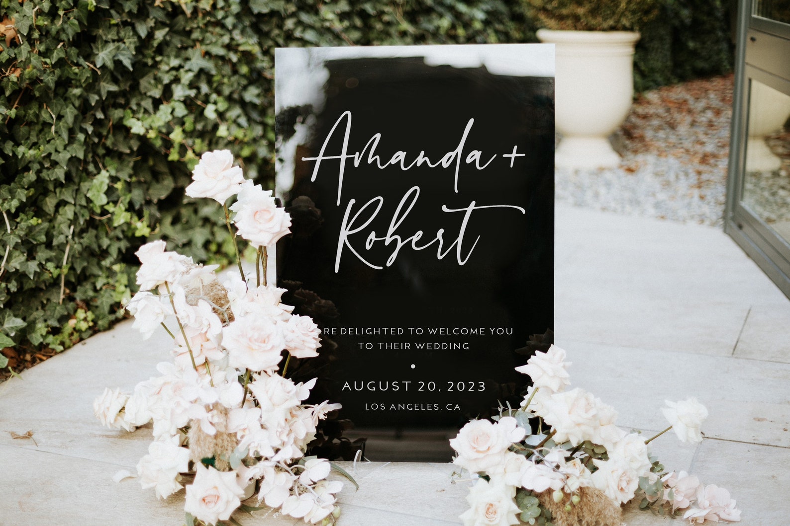 Black Acrylic Welcome Wedding Sign Modern Wedding Sign - Etsy