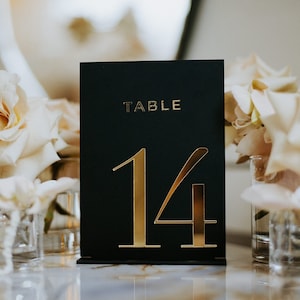 Black and Gold Wedding Table Numbers - Free Standing Table Numbers ...