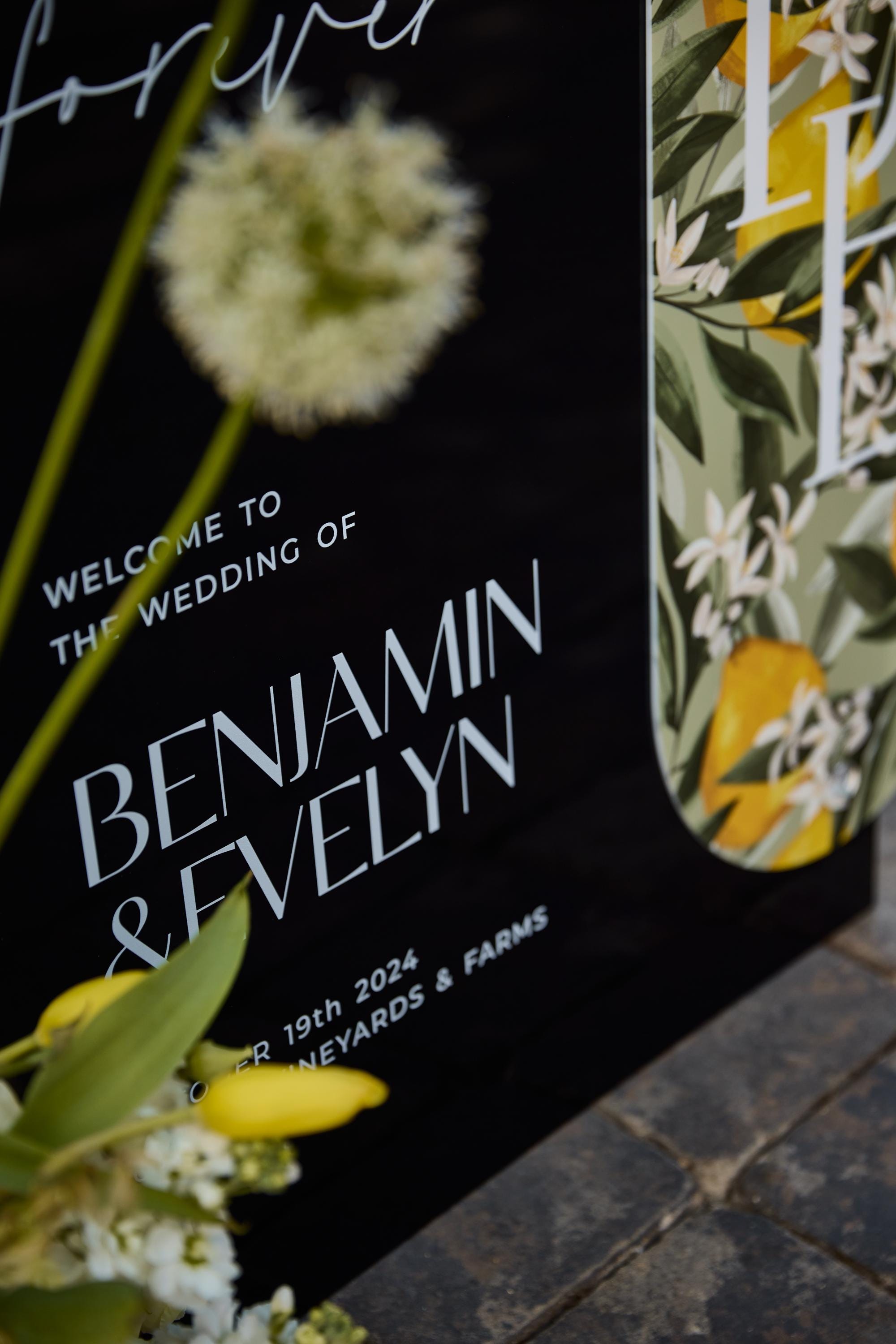 Lemon Wedding Welcome Sign - Layered Acrylic Sign With Standoffs ...