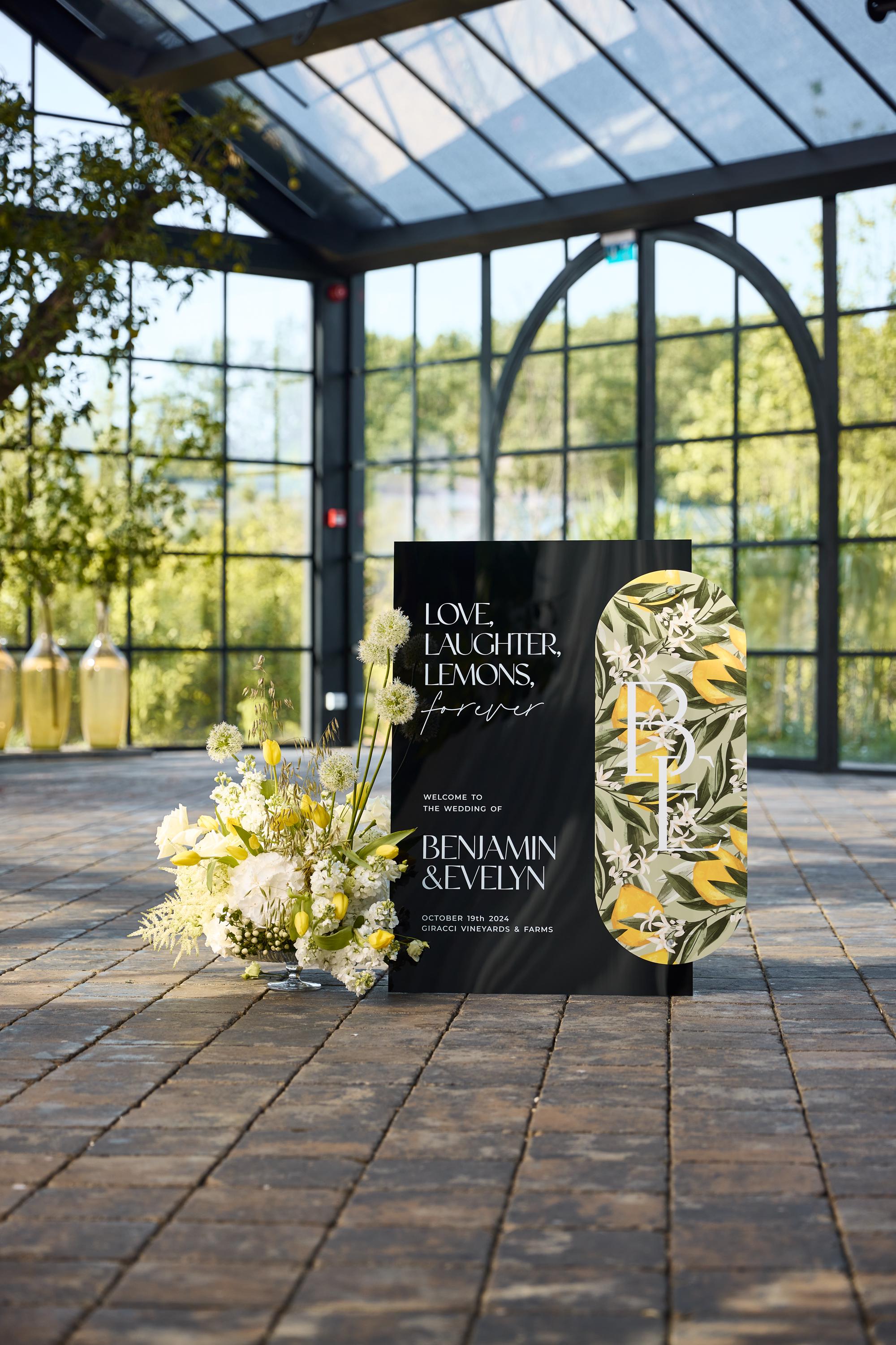 Lemon Wedding Welcome Sign - Layered Acrylic Sign With Standoffs ...