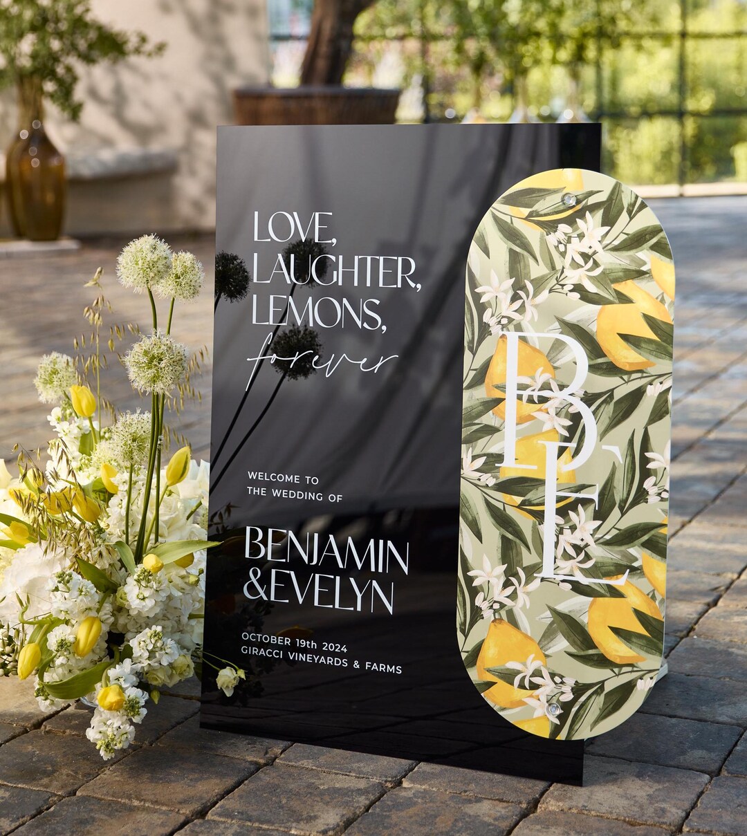 Lemon Wedding Welcome Sign - Layered Acrylic Sign With Standoffs ...