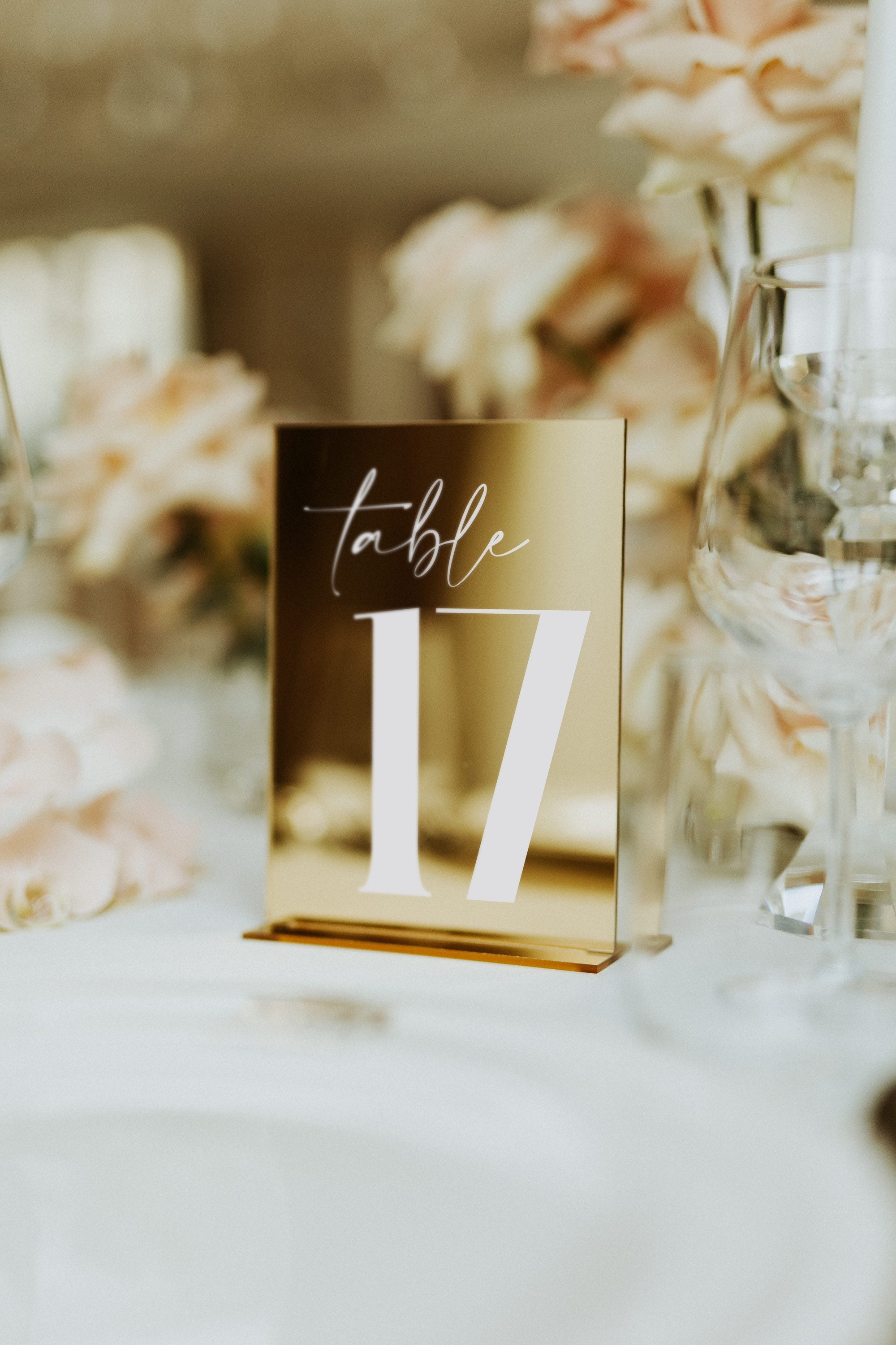 Gold Mirrored Table Numbers Wedding Table Numbers Wedding Table Signs ...