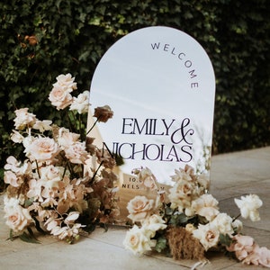Arch Silver Mirror Wedding Welcome Sign - Wedding Entrance Sign ...