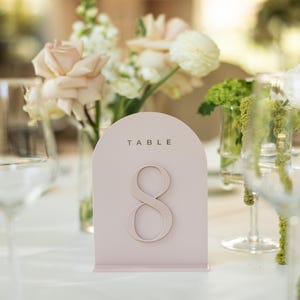 Matte Dusty Pink Acrylic Table Numbers - Arched Wedding Table Sign ...