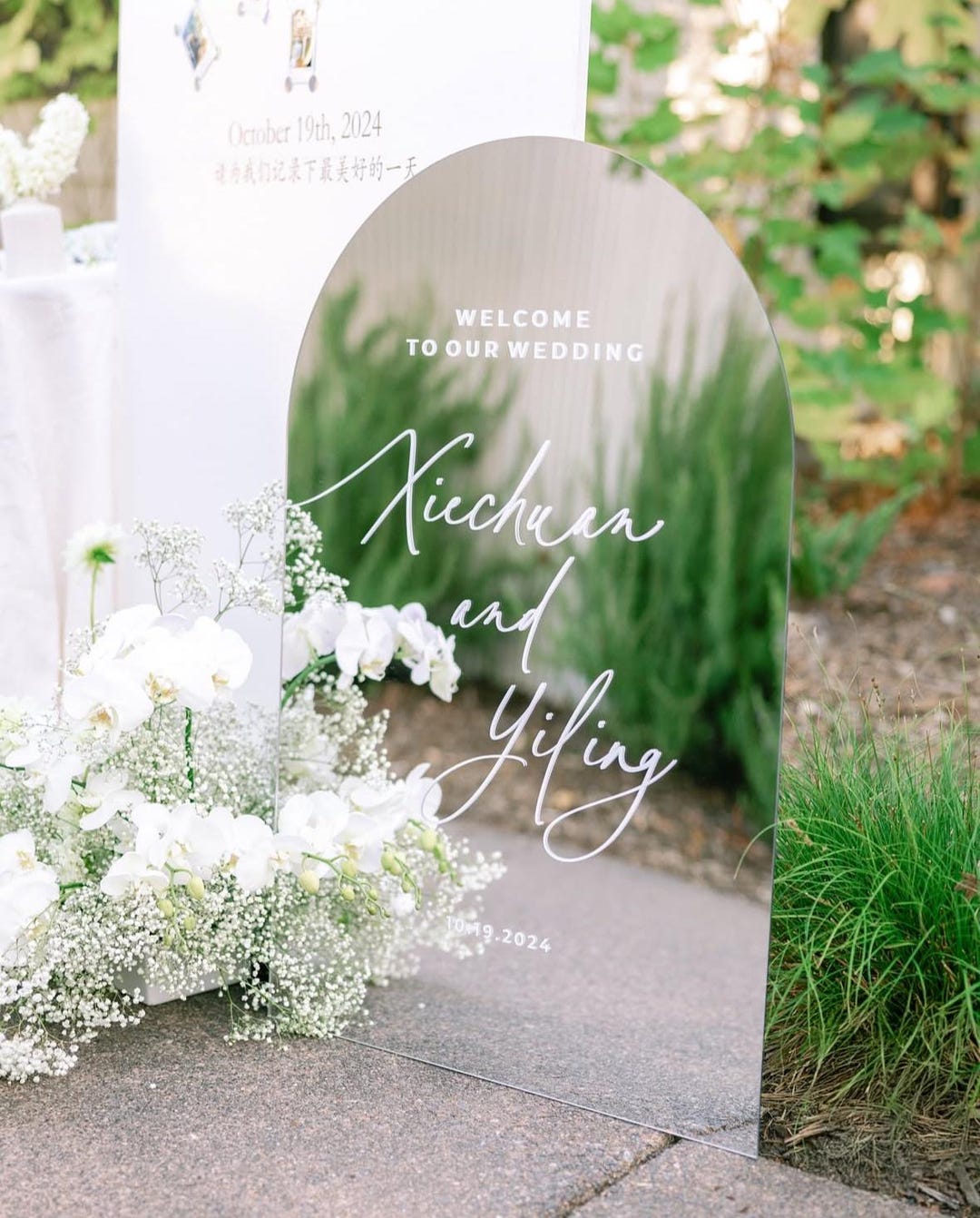 Mirror Wedding Welcome Sign - Silver Mirror Acrylic Wedding Sign ...