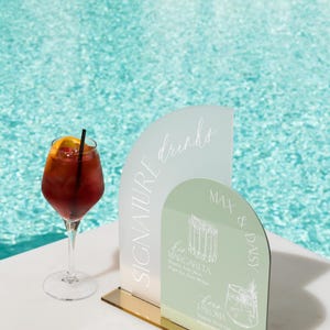 Wedding Bar Sign - Signature Drinks Acrylic Menu - Frosted and Sage ...