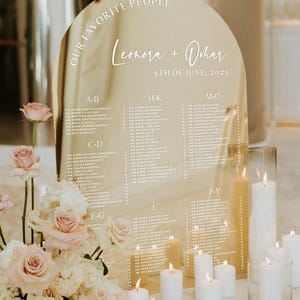 Arch Seating Chart Alphabetical Order - Gold Mirror Acrylic - Wedding ...