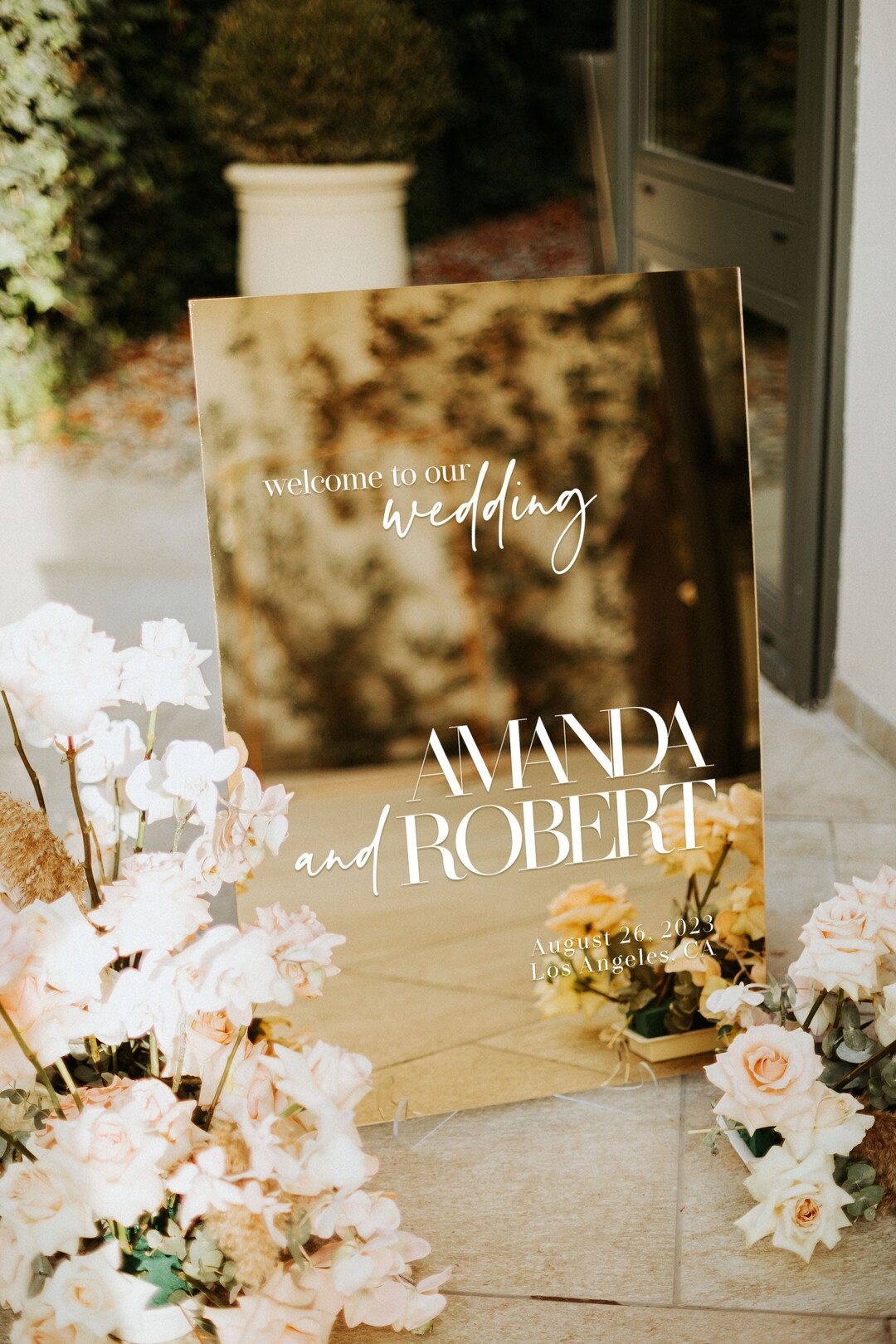 Gold Mirror Welcome Sign Wedding - Modern Wedding Signs - Wedding ...