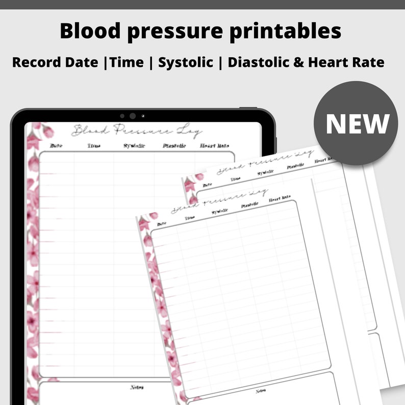 Printable PDF Blood Pressure Log | Heart Rate | Healthcare - Etsy