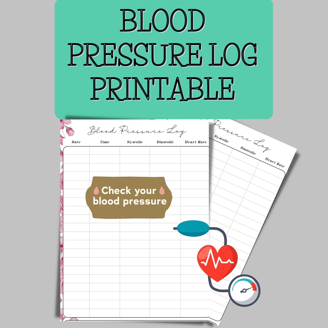 Printable PDF Blood Pressure Log | Heart Rate | Healthcare - Etsy