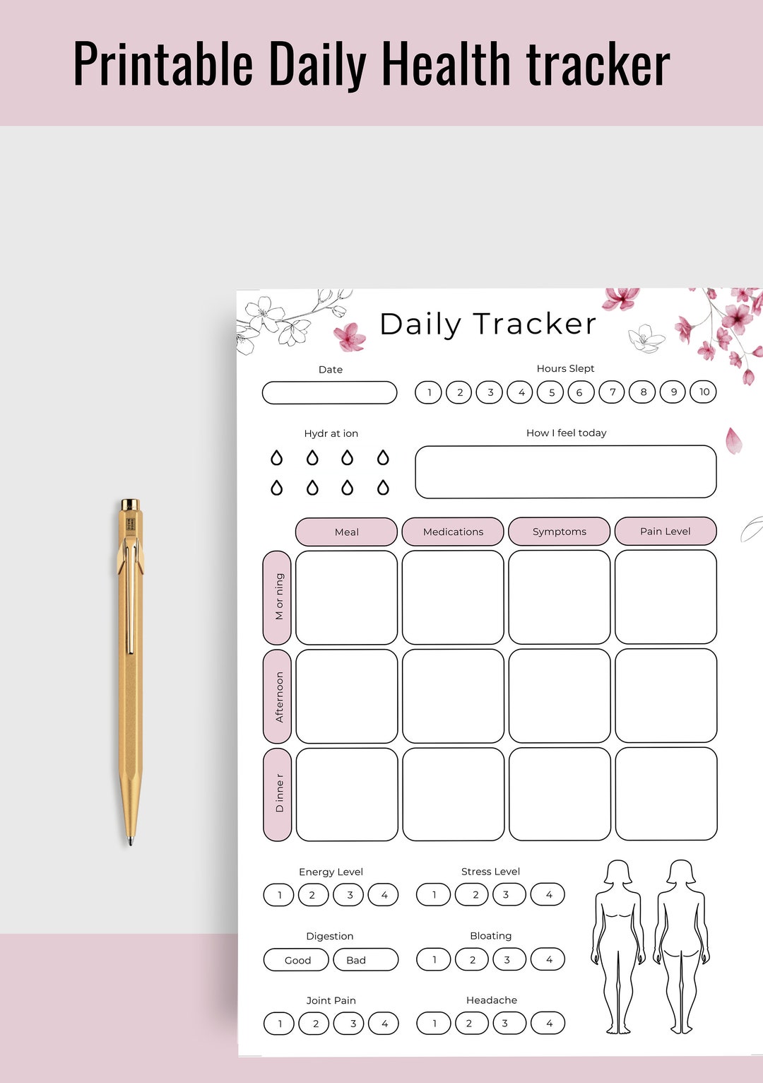 Daily Health Tracker, Sleep Tracker, Meal Tracker, Pain Level Tracker ...
