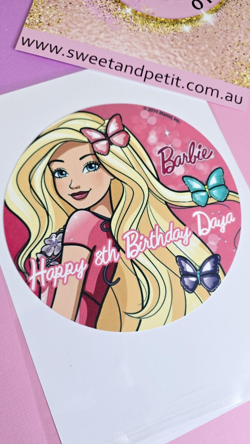 Barbie Birthday Edible Icing Cake Topper Pre-cut - Etsy