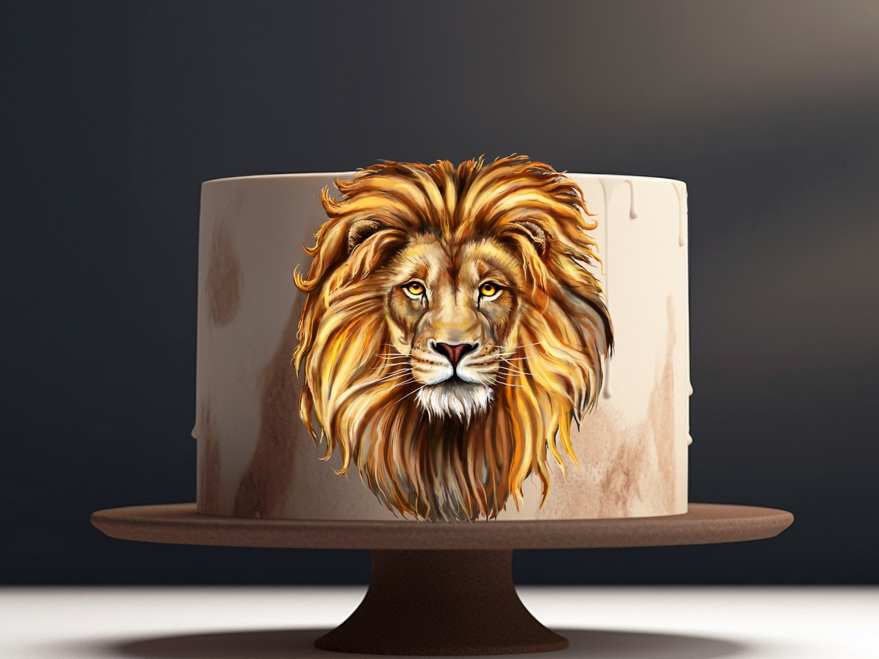 Lion Head Cake Topper Edible Icing Pre-cut - Etsy