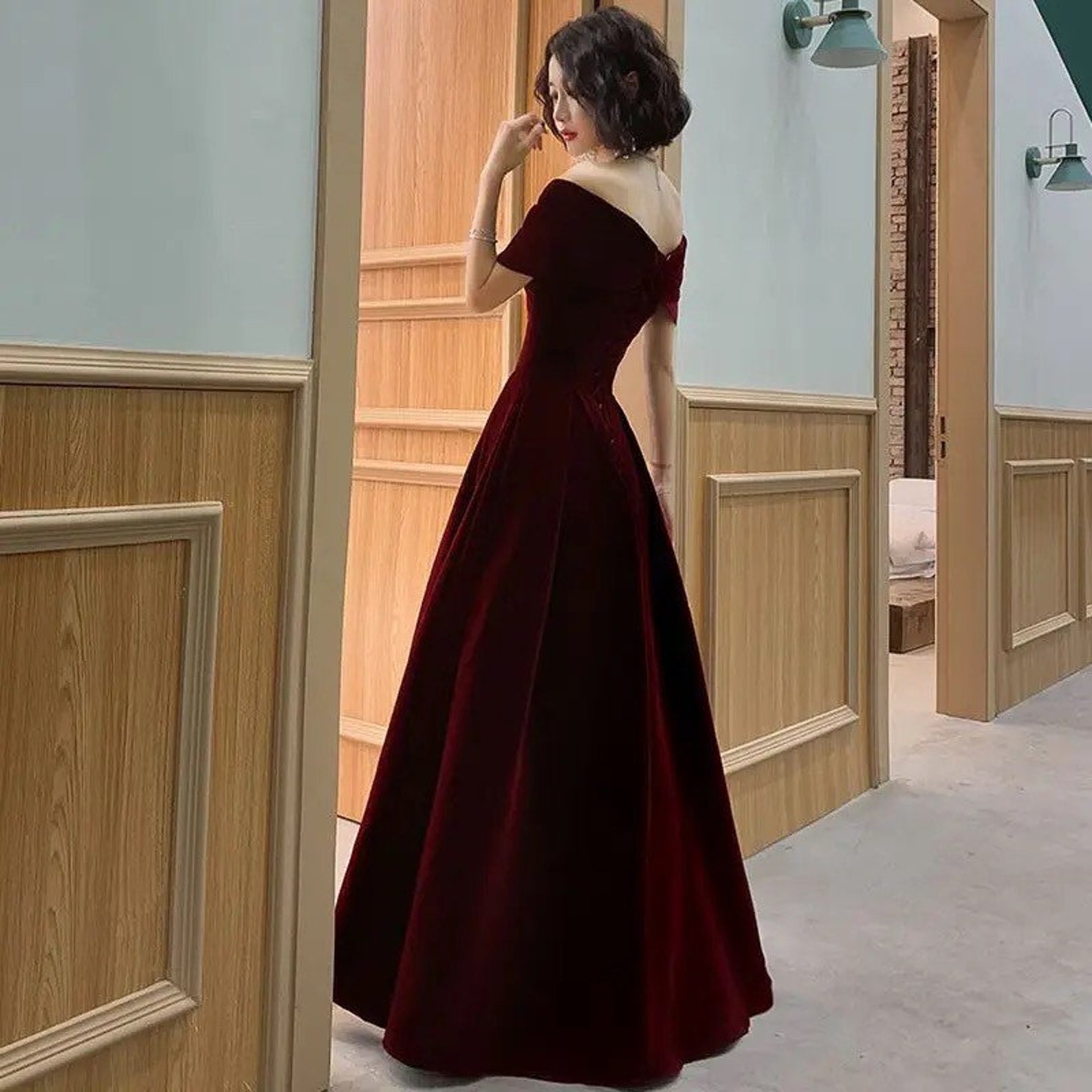 Red Velvet Dress Prom Dress Long Dress Party Dress Ball Gown Dress ...