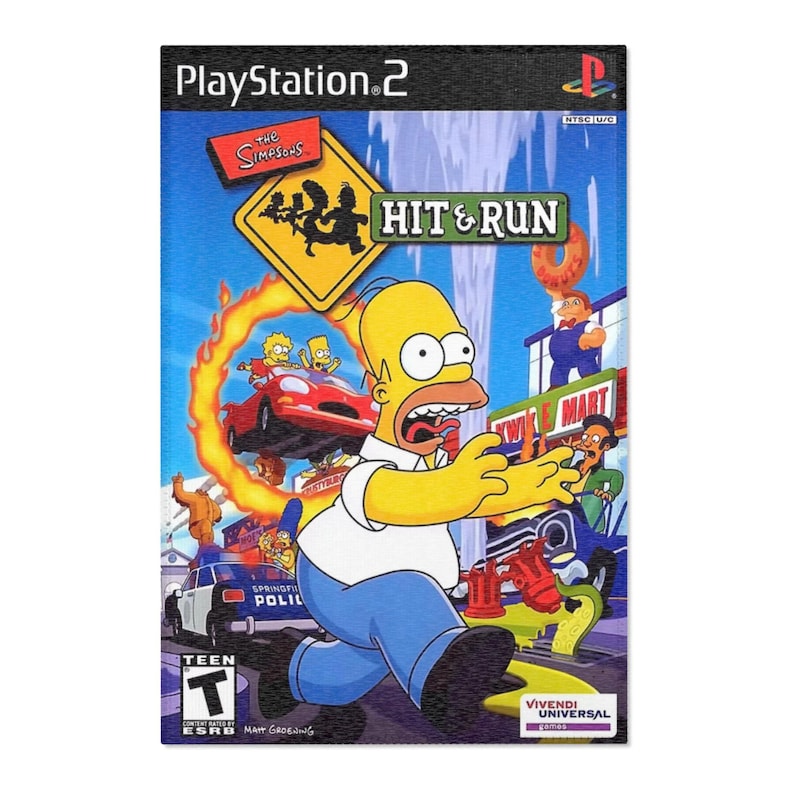 The Simpsons Hit and Run Video Game Rug, Retro Gaming Rug, Aesthetic ...