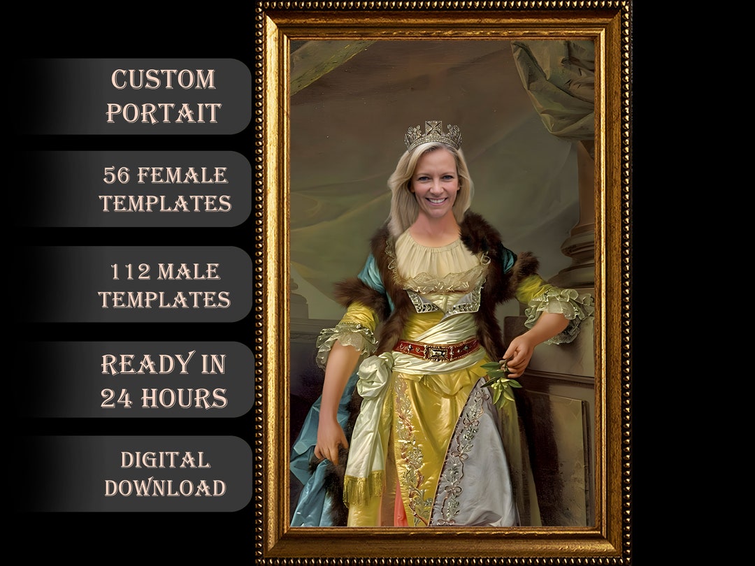 Custom Royal Portrait From Photo, Turn Me Royal, Renaissance Costume ...
