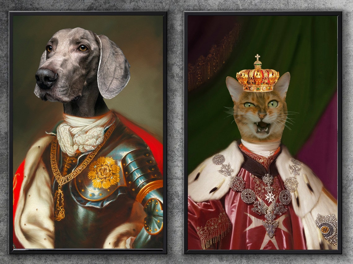 Custom Royal Pet Portrait From Photo Royal Pet Portrait - Etsy