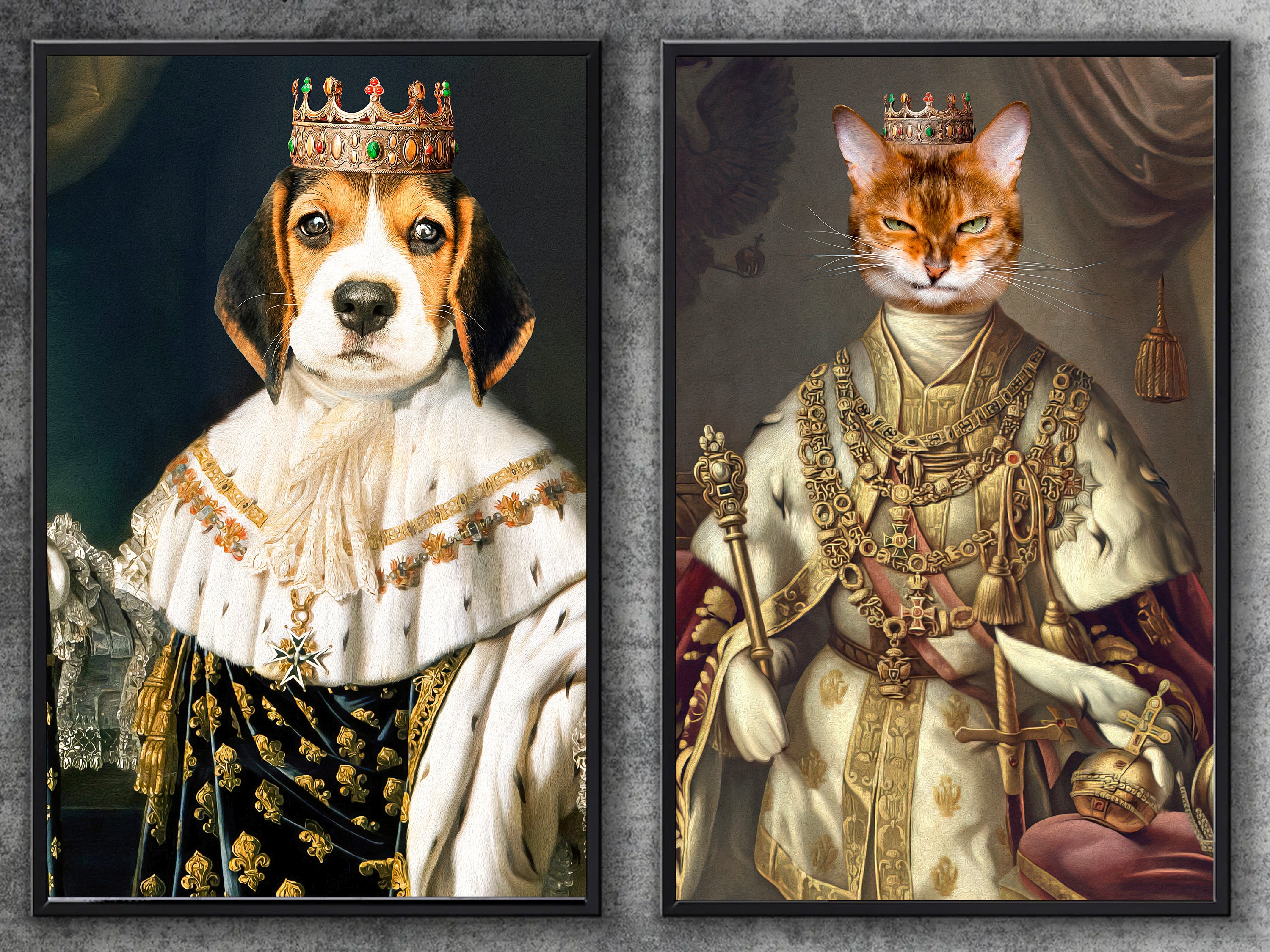 Custom Royal Pet Portrait From Photo Royal Pet Portrait - Etsy