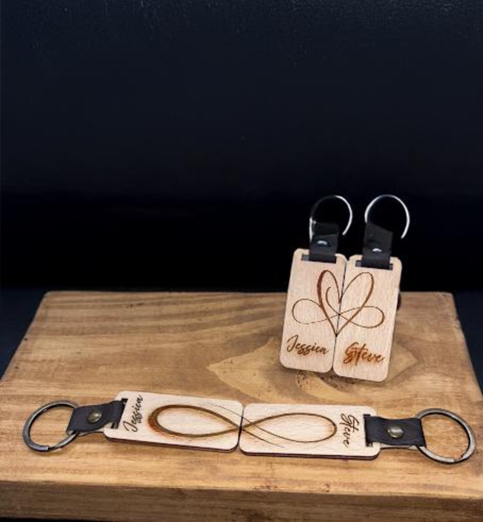 Personalized Couples Engraved Wooden Keychains - Etsy