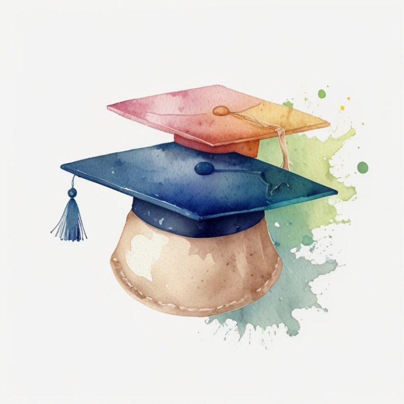 Watercolor Special Graduation Hat Graduation Gift University Graduation ...