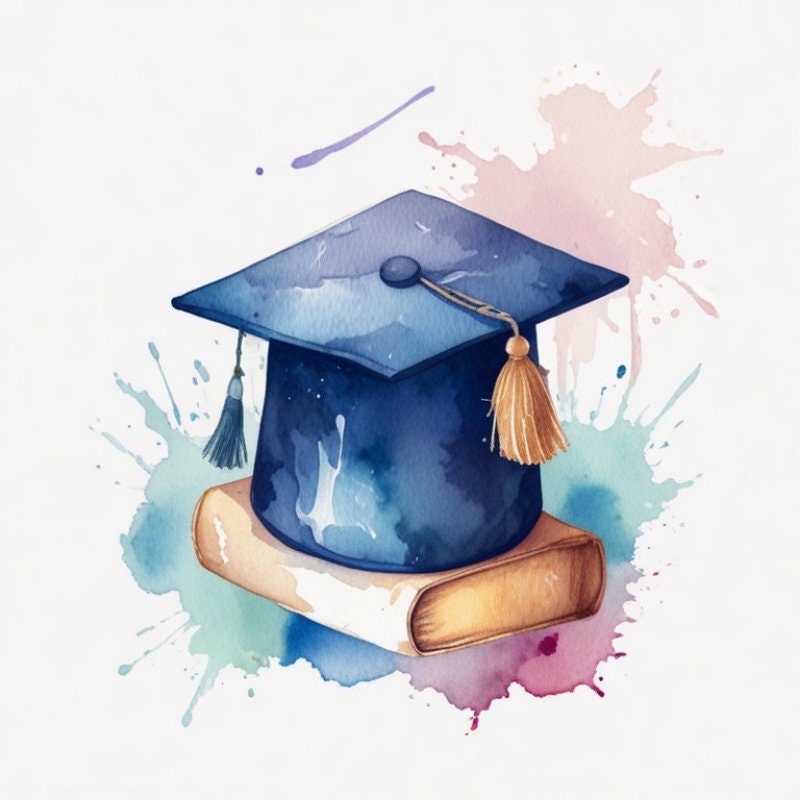 Watercolor Special Graduation Hat Graduation Gift University Graduation ...