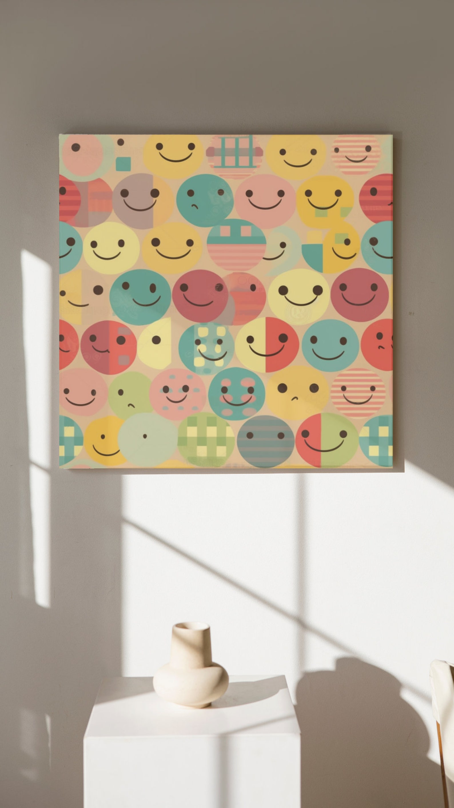 RETRO SMILEY FACES, Retro Happy Face Seamless Pattern, Smile Face Retro ...
