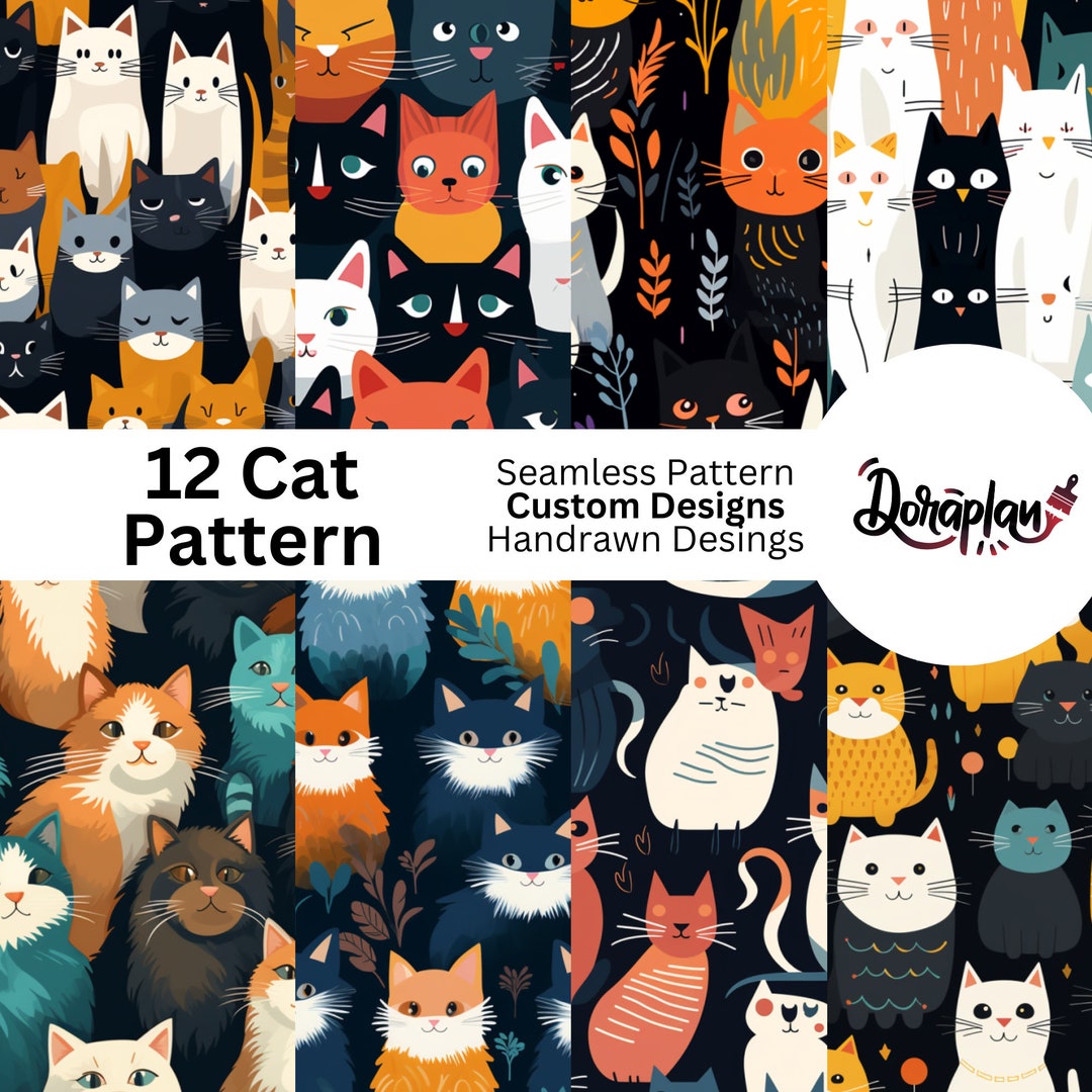 Cat, Kitten Paper Seamless Patterns Digital Download Scrapbooking ...