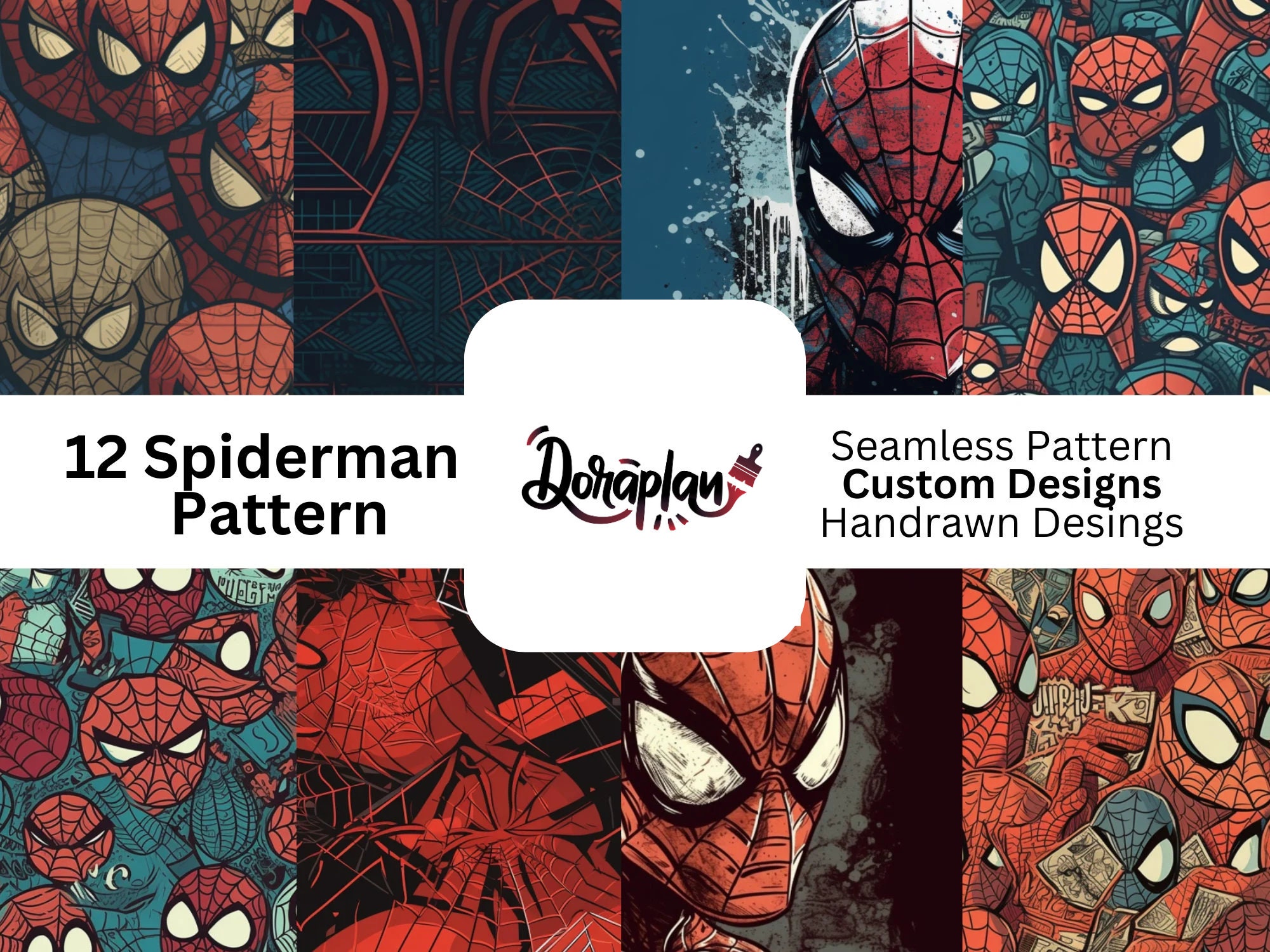 Spidey Super Hero Digital Papers Spidey Seamless Birthday - Etsy